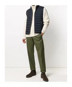 MOORER Quilted Zippered Vest - Dablu