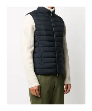 MOORER Quilted Zippered Vest - Dablu