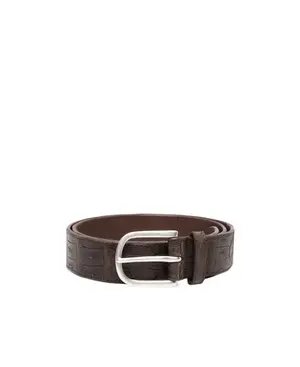 ORTIGNI Textured Leather Belt With Buckle - Black