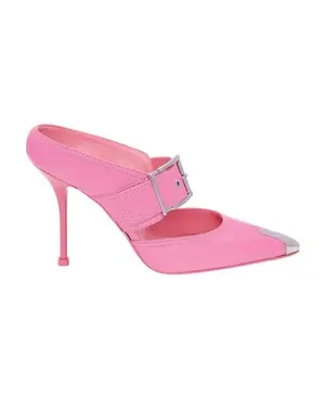 Alexander McQueen Pointed Toe Slip-on Mules With Buckle Detailing