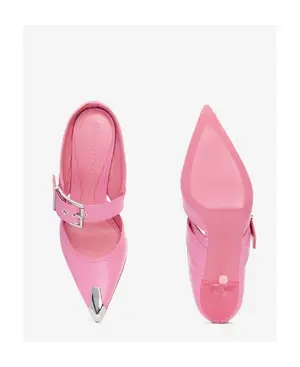 Alexander McQueen Pointed Toe Slip-on Mules With Buckle Detailing