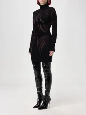 MUGLER Sheer Chenille Minidress