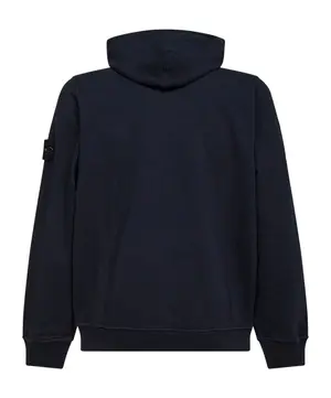 Stone Island Logo Patch Zip Hoodie - Blue