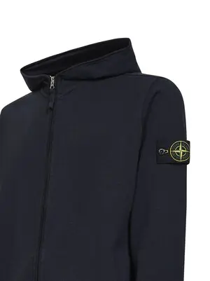 Stone Island Logo Patch Zip Hoodie - Blue