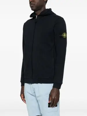 Stone Island Logo Patch Zip Hoodie - Blue