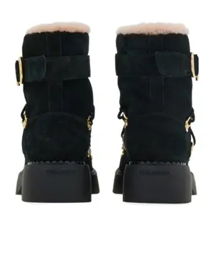 FERRAGAMO Suede Shearling Trekking Combat Boots