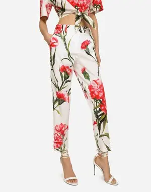 Dolce & Gabbana Carnation Print Tailored Trousers