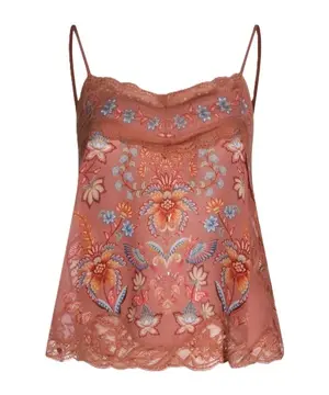 Farm Rio Lace Trim Printed Camisole Top