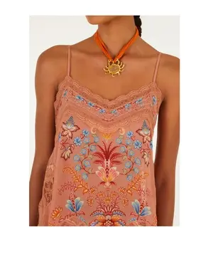 Farm Rio Lace Trim Printed Camisole Top
