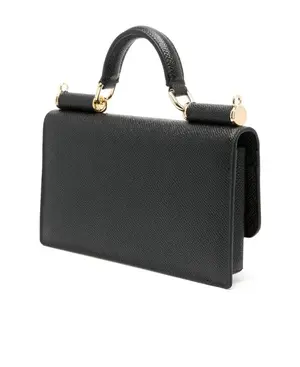 Dolce & Gabbana Logo Plaque Foldover Top Clutch Bag - Black