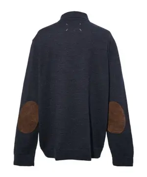 MAISON MARGIELA Elbow-patch Wool Polo Shirt - Black