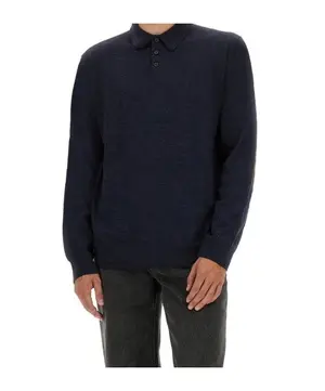 MAISON MARGIELA Elbow-patch Wool Polo Shirt - Black