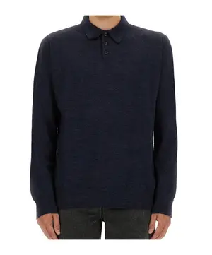 MAISON MARGIELA Elbow-patch Wool Polo Shirt - Black