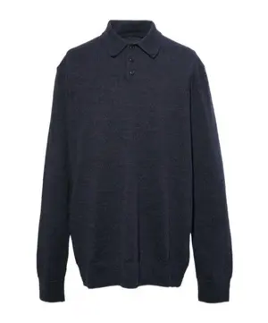 MAISON MARGIELA Straight Hem Knitted Polo Shirt - Black