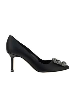 Manolo Blahnik 75mm Crystal-embellished Leather Pumps