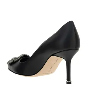 Manolo Blahnik 75mm Crystal-embellished Leather Pumps