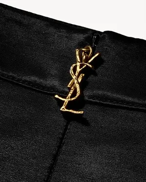 Saint Laurent Cassandre Satin Pencil Skirt