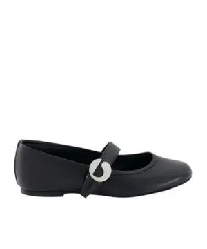 Coperni Ballerina Belted Flats With Silver-tone Logo Buckle - Black