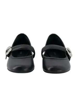 Coperni Ballerina Belted Flats With Silver-tone Logo Buckle - Black