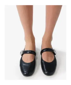 Coperni Ballerina Belted Flats With Silver-tone Logo Buckle - Black