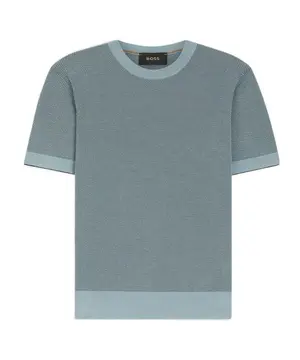 Hugo Boss Short Sleeve Textured Sweater - Open Blue