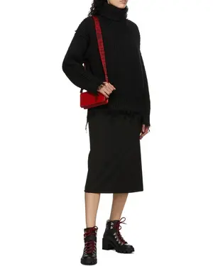 Moncler Knitted Pullover With High Neck And Distressed Hems