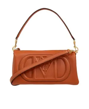 Mcm Embossed Logo Shoulder Bag - Brown