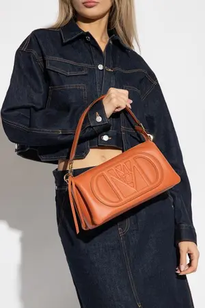 Mcm Embossed Logo Shoulder Bag - Brown