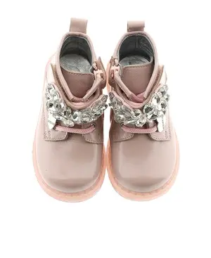 Monnalisa Embellished Lace-up Ankle Boots