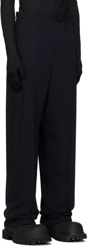Balenciaga Large Fit Tailored Stretch Wool Twill Trousers - Black