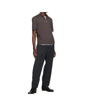 AMOMENTO Stand Collar Zip T-shirt