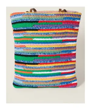 Miu Miu Crochet Tote Bag With Leather Handles - Multi-color