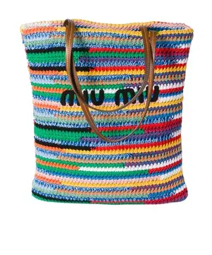 MIU MIU Miu Miu Crochet Tote Bag With Leather Handles