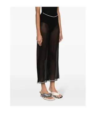 BODE Contrast Trim Cropped Wide-leg Pants