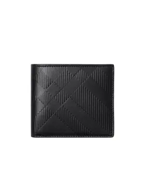 Burberry Checked Bi-fold Wallet - Black