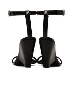COURREGES Oblique Wedge Sandals With Double Buckle Ankle Strap