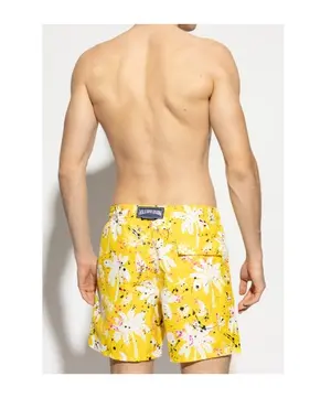 Palm Angels X Vilebrequin Graphic Print Swim Shorts - Yellow