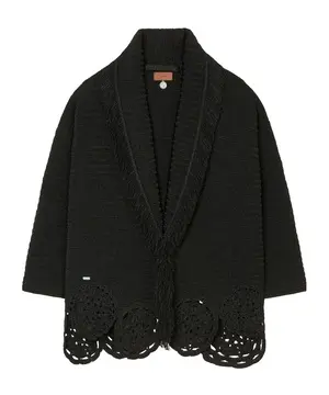 Alanui Long-sleeved Knitted Cardigan With Tassels And Cutout Details