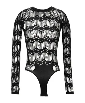 Saint Laurent Ladder-knit Crewneck Bodysuit