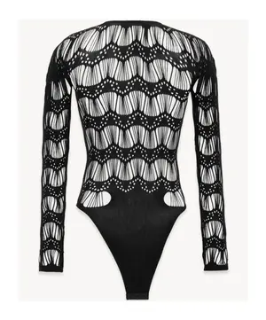 Saint Laurent Ladder-knit Crewneck Bodysuit