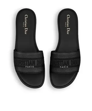 Dior Dway Slide Sandals With Logo Detailing - Black