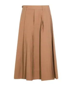 Brunello Cucinelli Pleated Midi Skirt - Brown