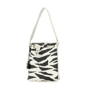 Mcm Zebra-printed Ruched Tote Bag - White