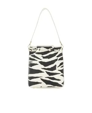 Mcm Zebra-printed Ruched Tote Bag - White