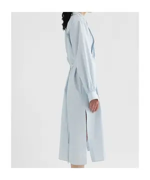 JIL SANDER Long-sleeve Midi Shirt Dress With Pleated Sleeves