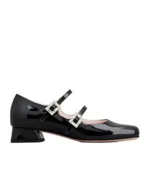 ROGER VIVIER Trés Vivier Strass Buckle Mini Babies Ballerinas In Patent Leather