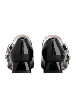 ROGER VIVIER Trés Vivier Strass Buckle Mini Babies Ballerinas In Patent Leather