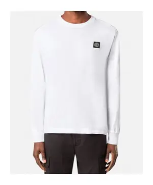 Stone Island Logo Patch Long-sleeved T-shirt - White