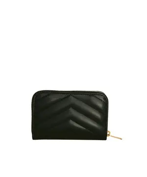 Saint Laurent Cassandre Matelassé Coin Card Wallet - Black