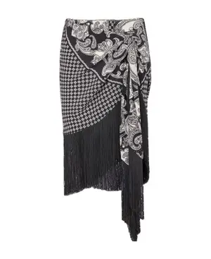 Balmain Fringed Silk Scarf Skirt